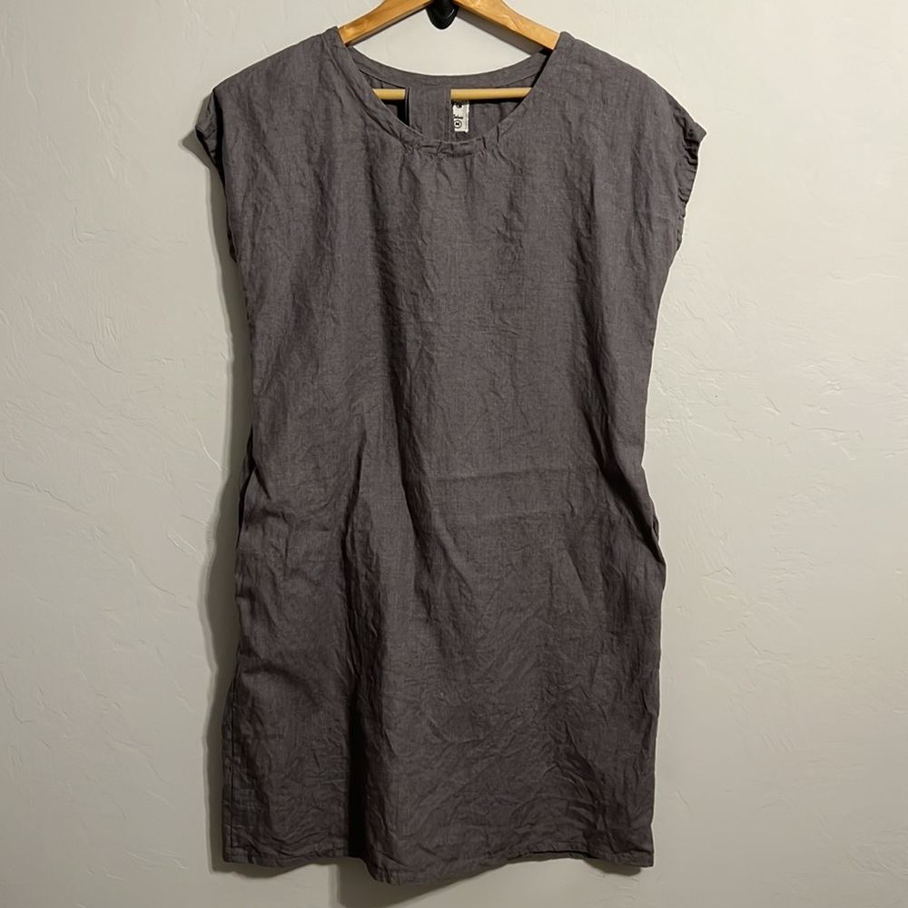 100% European Linen Dress In Gray - Gem